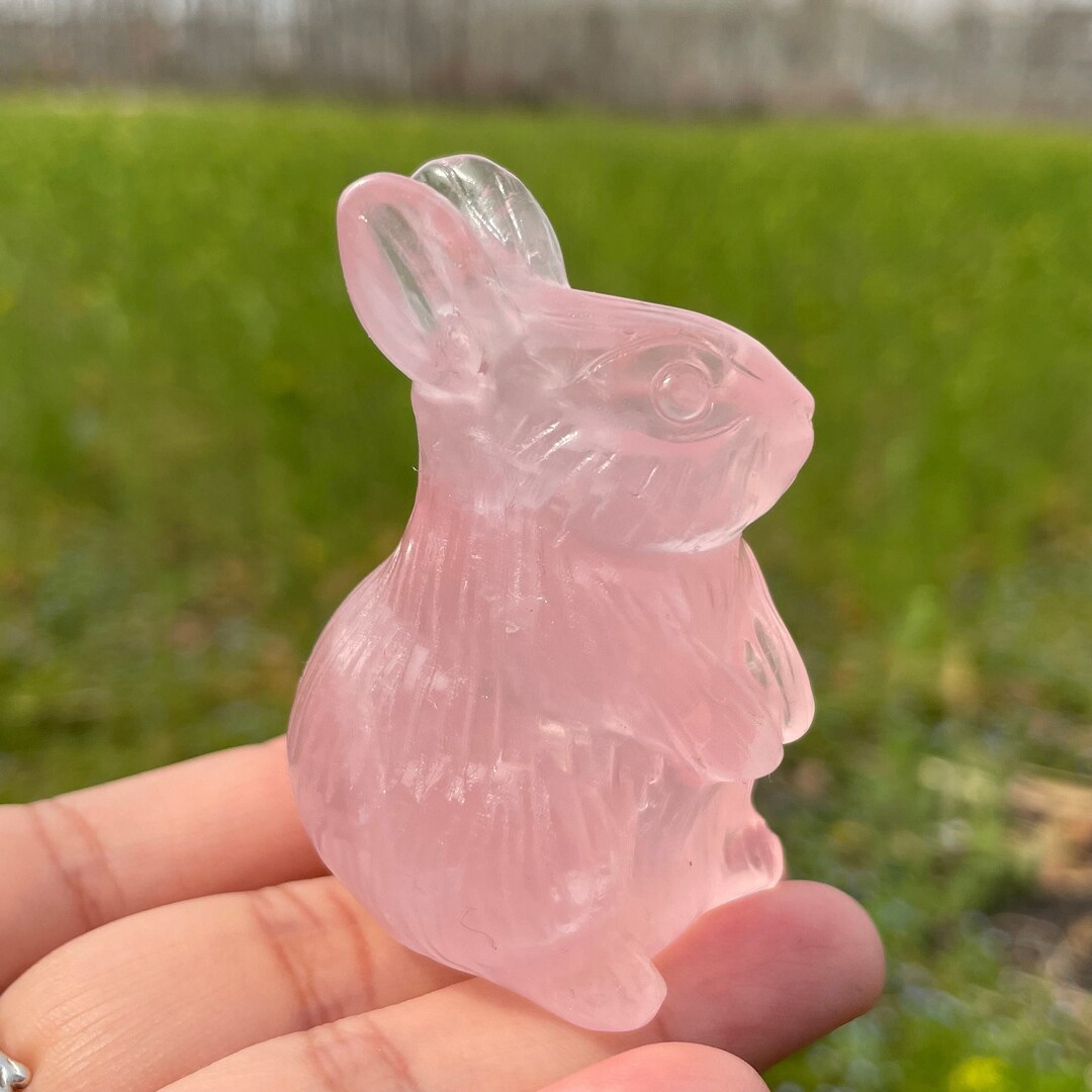 Natural Rose Quartz Rabbit,bunny,hand Carved,crystal Healing,crystal ...