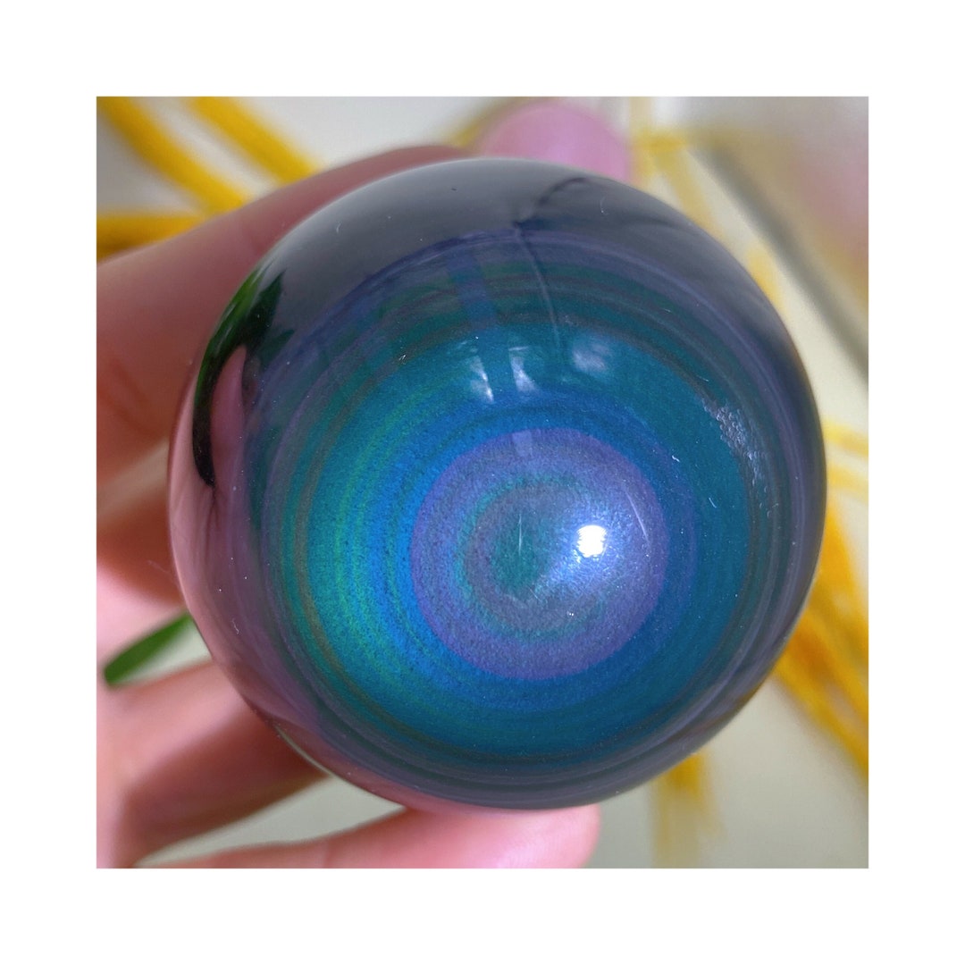 55mm+ Natural Rainbow Obsidian Sphere,hand Carving,crystal Carving ...