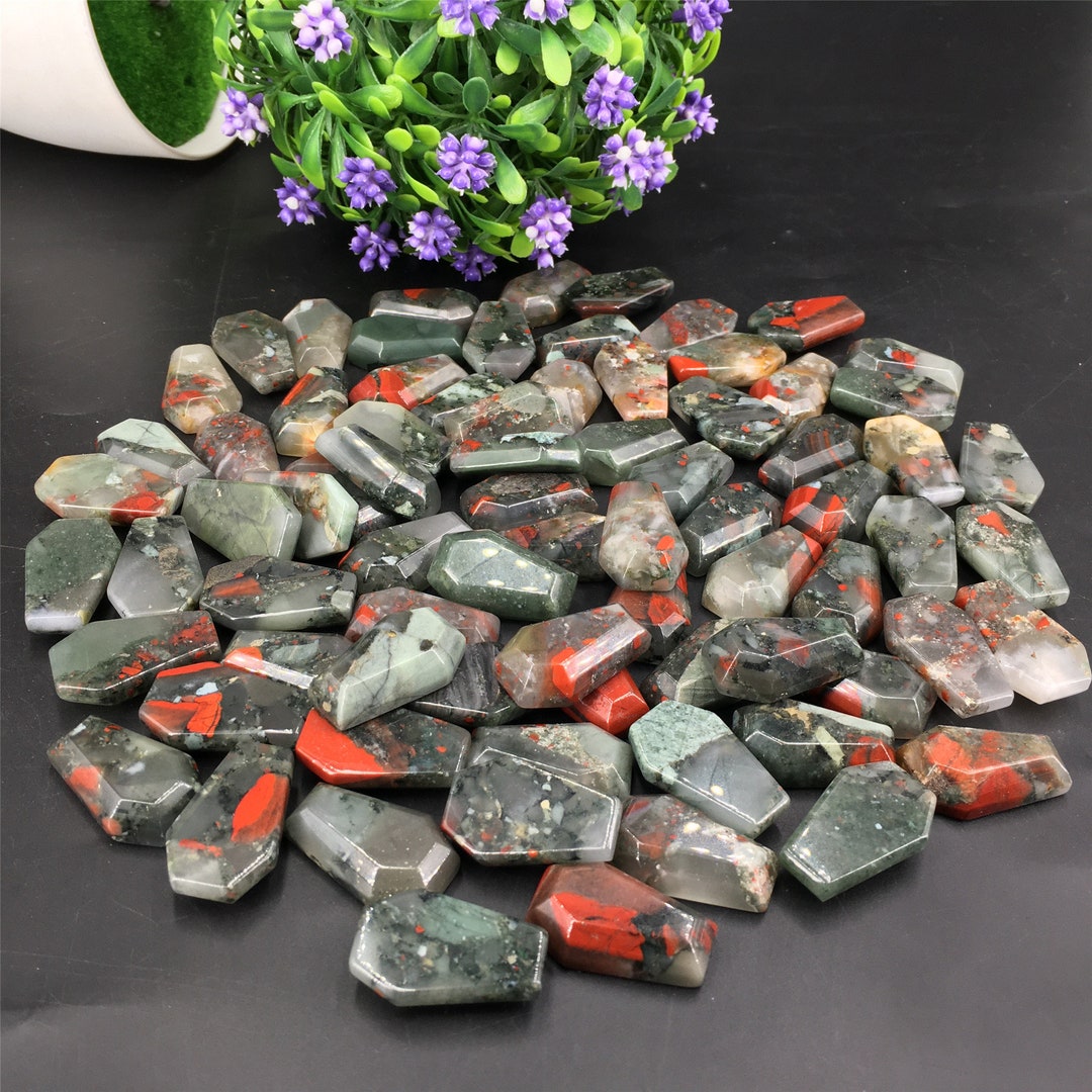 10pc Natural Bloodstone Quartz Crystal Coffin,crystal Pendants,reiki ...