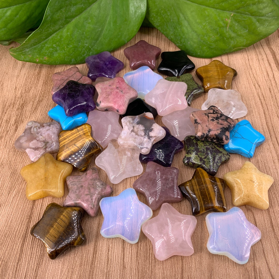 Mix Material Crystal Star,hand Carving,star Pendants,quartz Carving ...