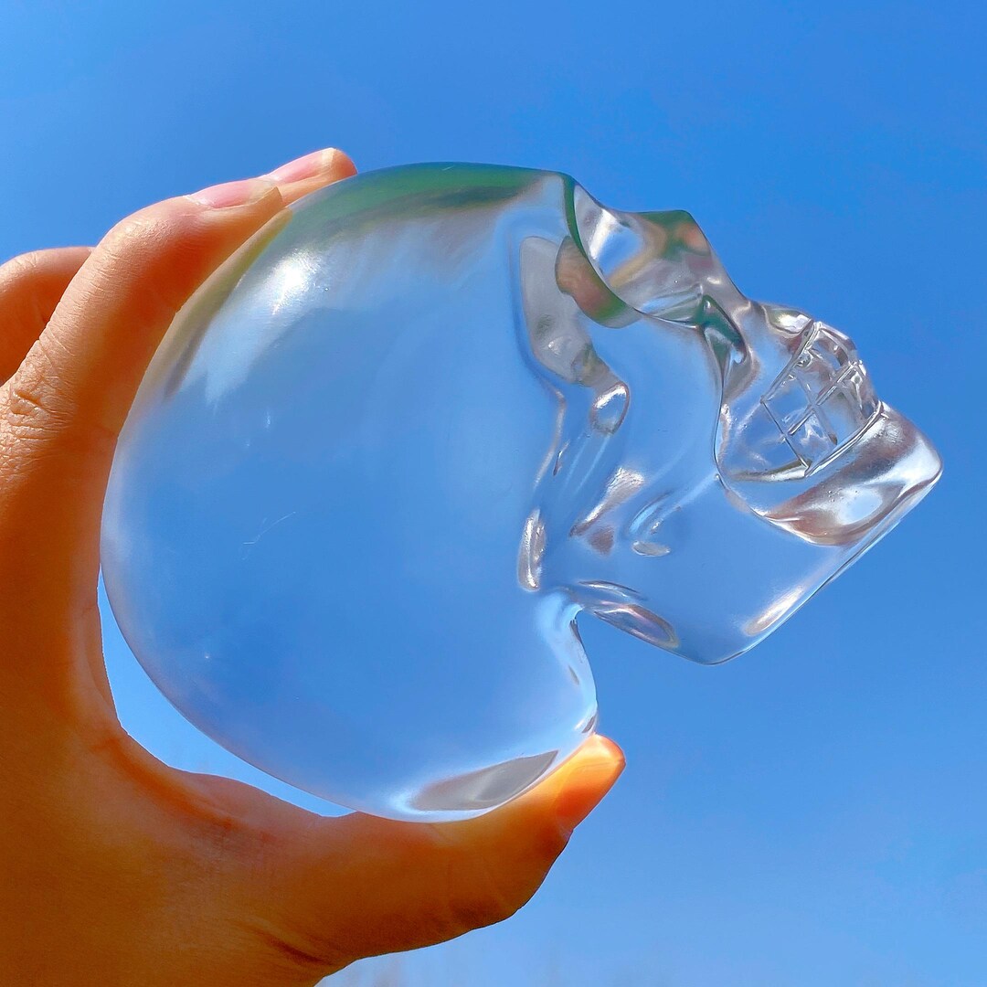 4" K9 Crystals Hand Carving Skull,crystal Skull,clear K9 Crystal,home ...