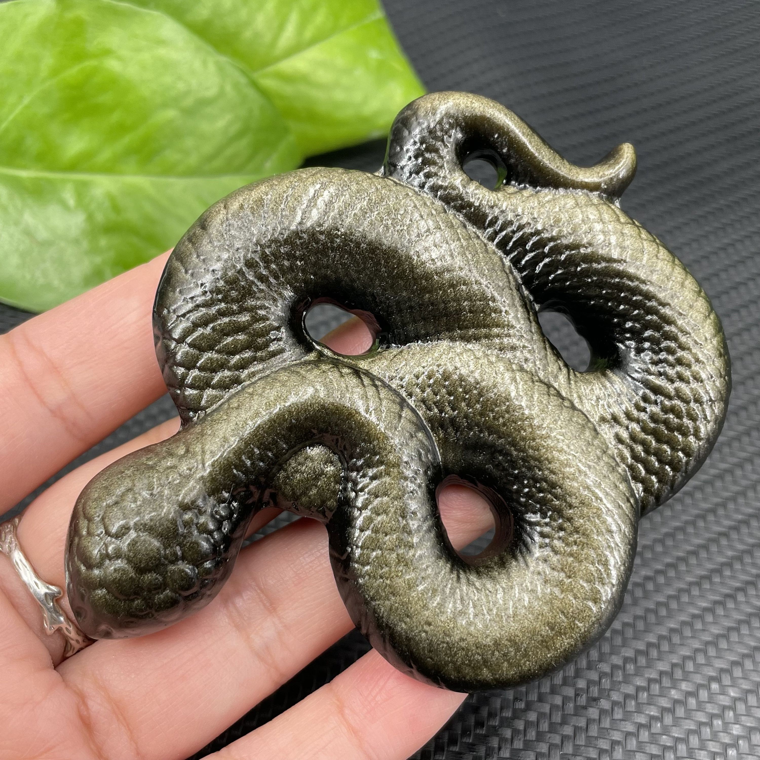 Natural Gold Obsidian Snake quartz Crystal Snake home - Etsy