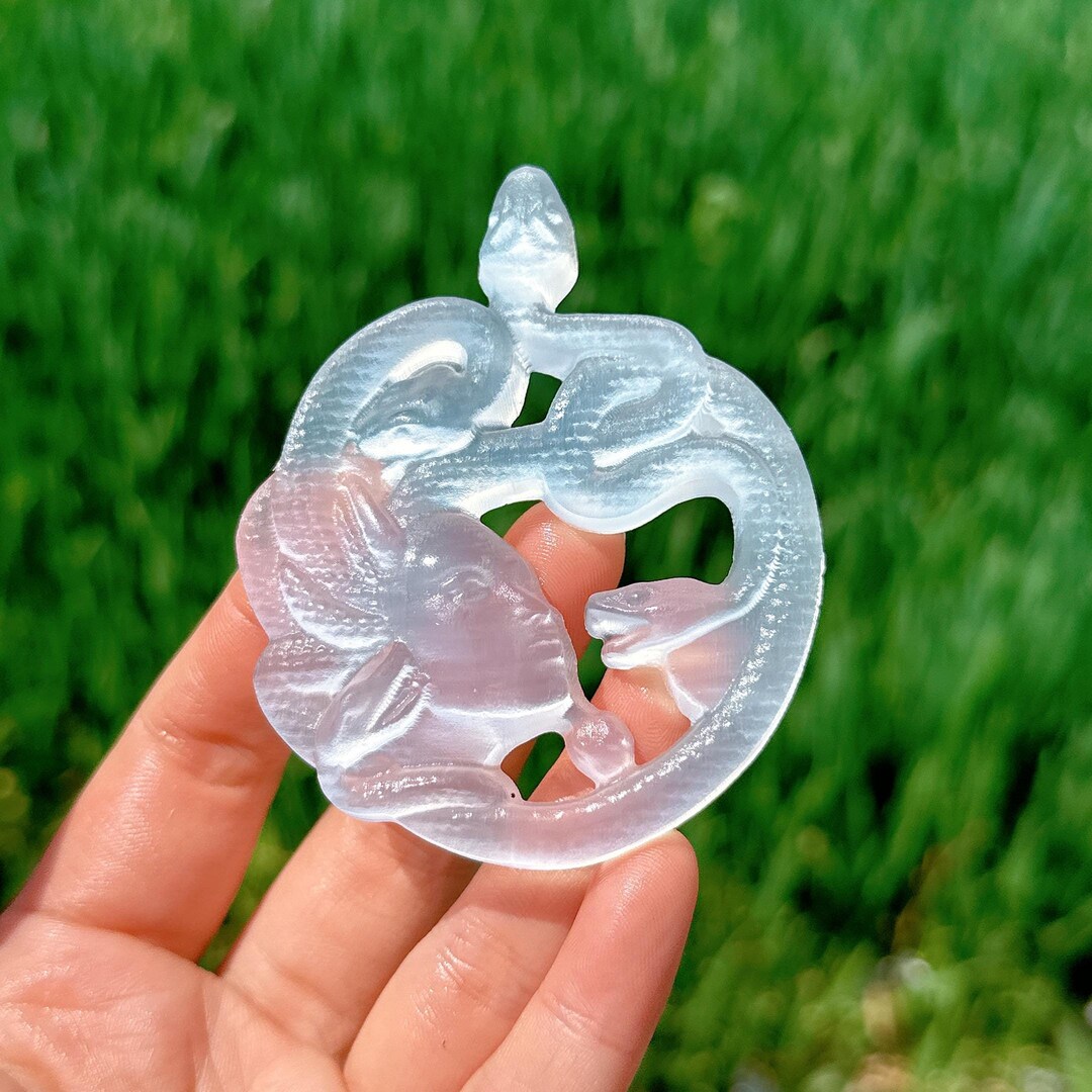 Satin Spar Selenite Medusa,natural Selenite Snake Goddess,hand Carved ...