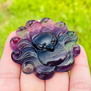 1pc Natural Fluorite Nine-tailed Fox,crystal Fox,hand Carved,home ...