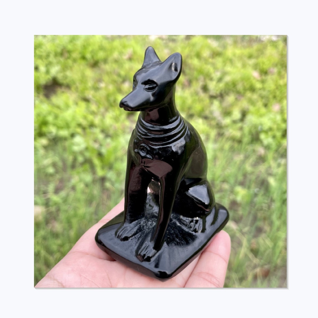 Natural Obsidian Egyptian Dog,crystal Animal,home Decoration,reiki ...