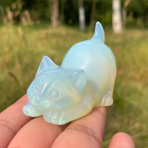 Opalite Cat,hand Carved,cat Sculpture,home Decoration,crystal ...