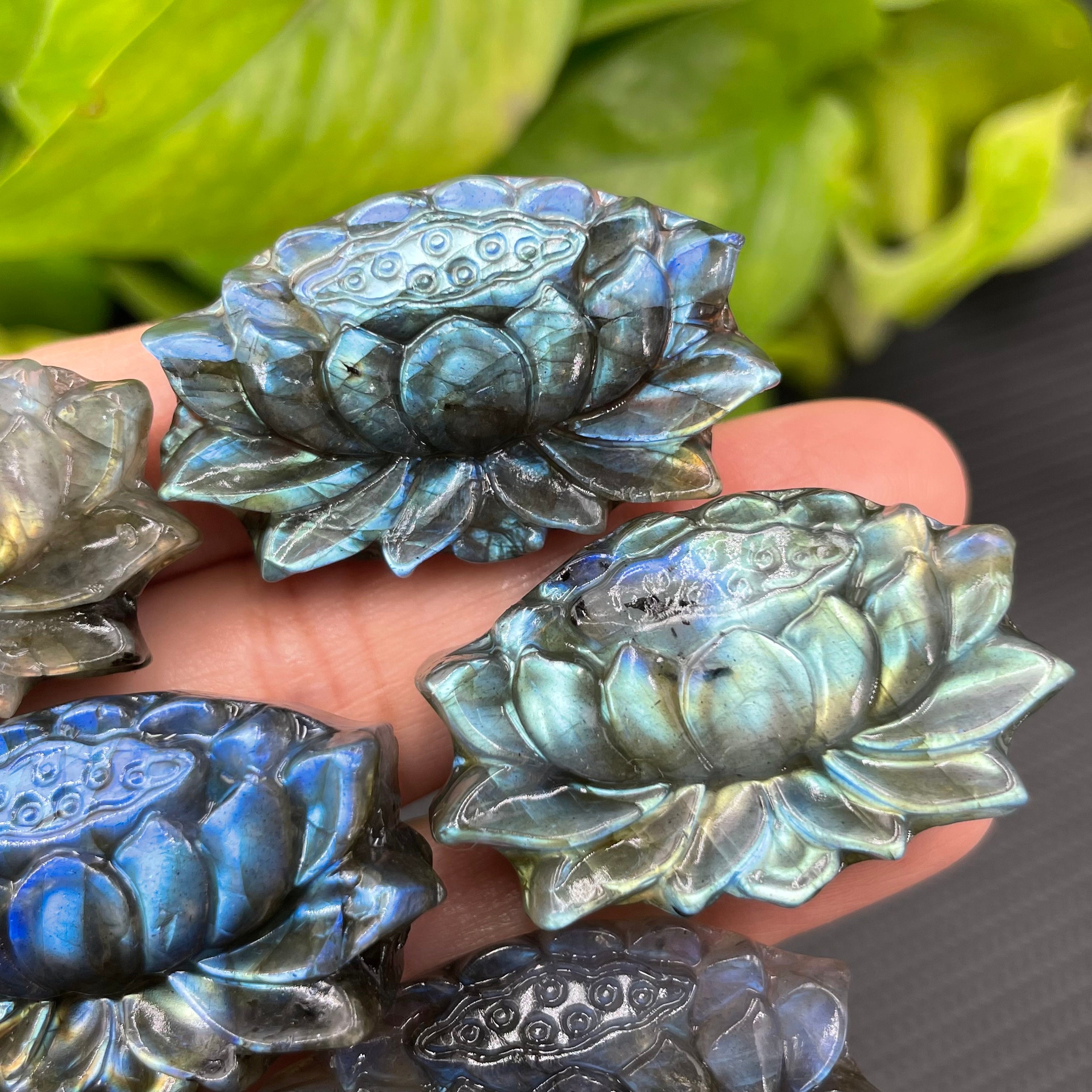 Natural Labradorite Lotus,hand Carved,quartz Lotus,reiki Healing,home ...