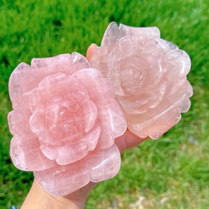 Natural Rose Quartz Flower,quartz Crystal Flower,crystal Carving,reiki ...