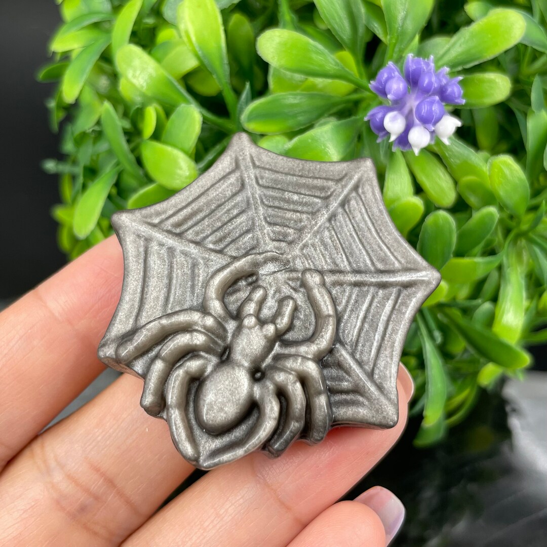 Natural Silver Obsidian Spider,quartz Crystal Spider,spider Web,hand ...