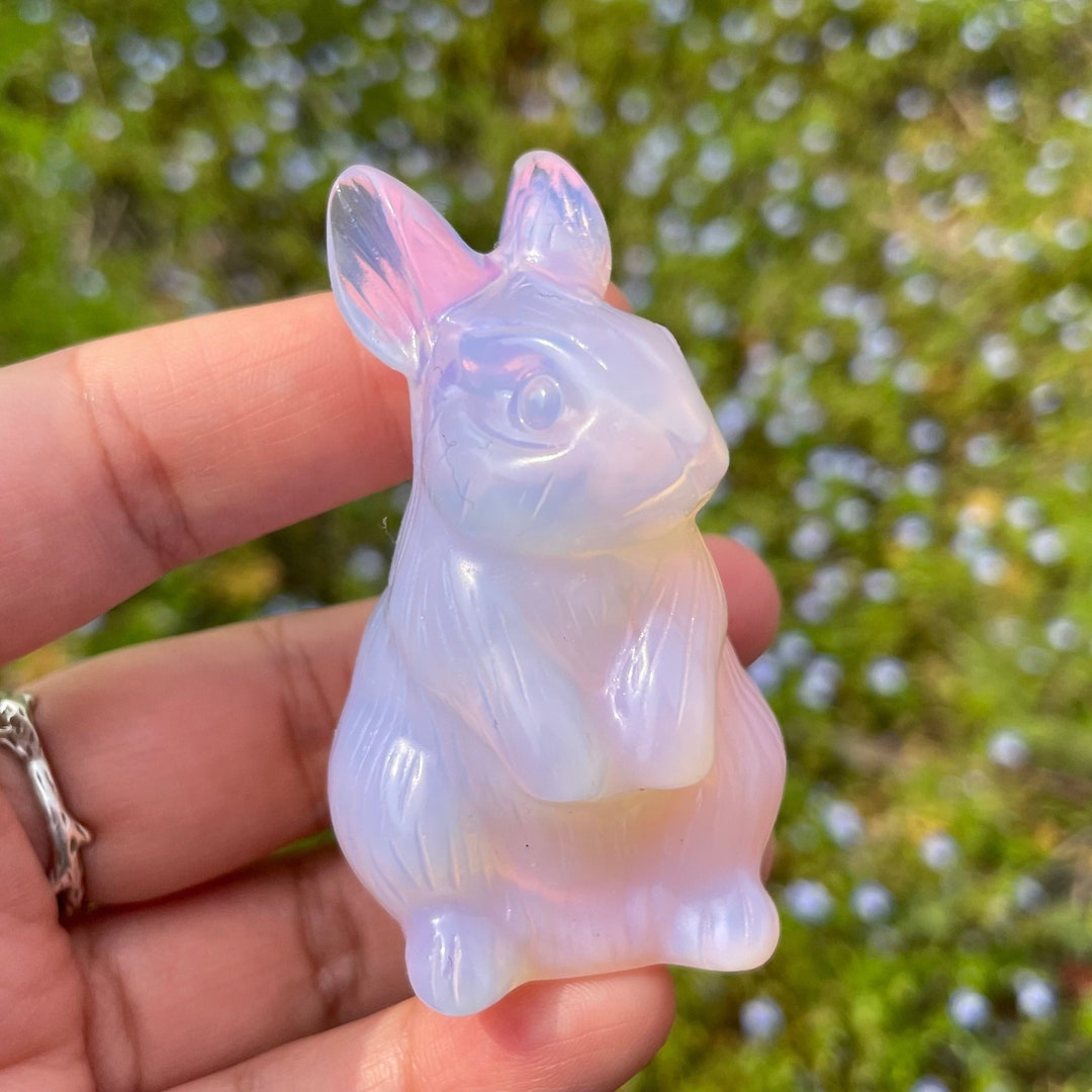 Pink Opalite Rabbitbunnypolishinghand Carvedcrystal - Etsy