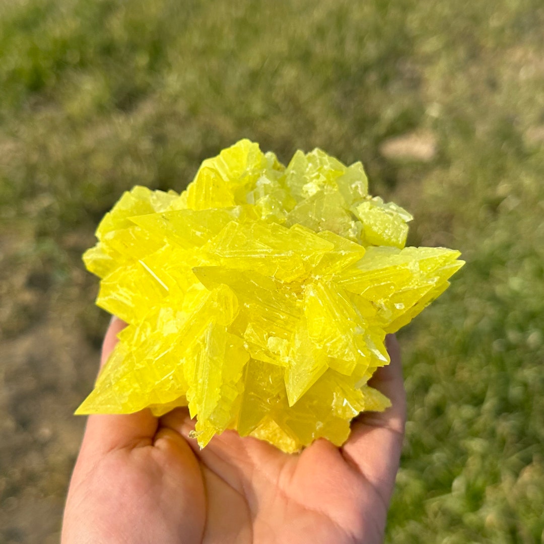 Natural Sulfur Specimens Cluster,crystal Vug,collection,degaussing ...