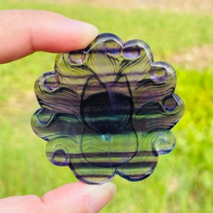 1pc Natural Fluorite Nine-tailed Fox,crystal Fox,hand Carved,home ...