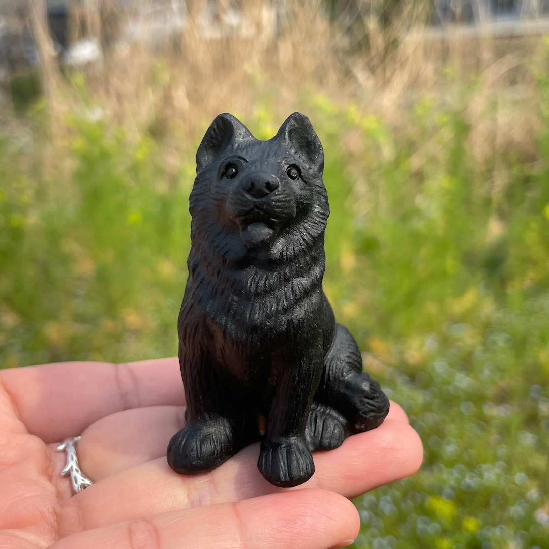 Natural Obsidian Wolf,quartz Crystal,crystal Animal,home Decoration ...