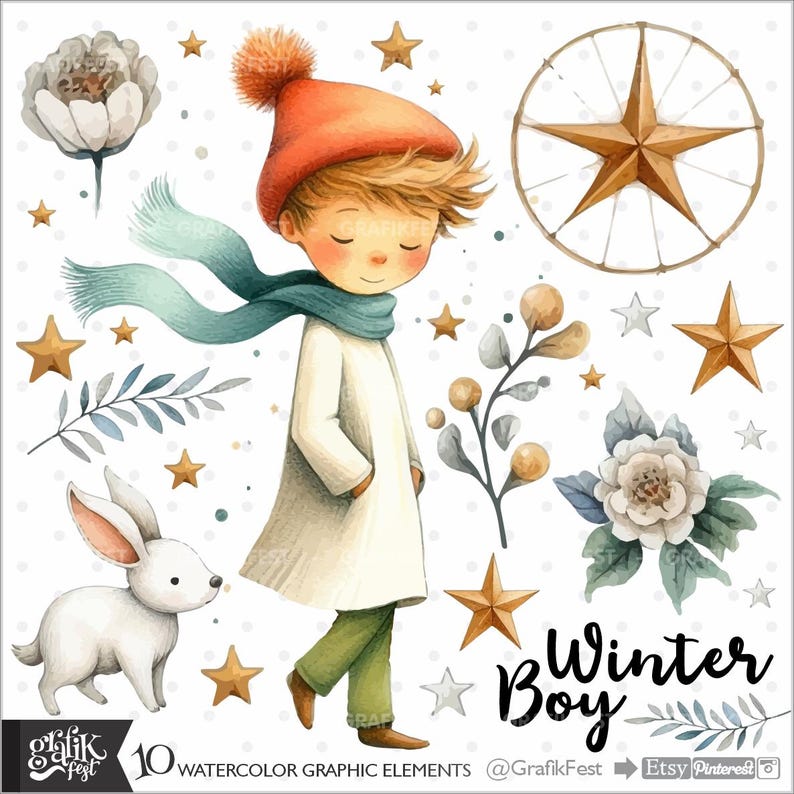 Winter Clipart, Boy Clipart, Winter Boy, Season Clipart, Star Clipart ...