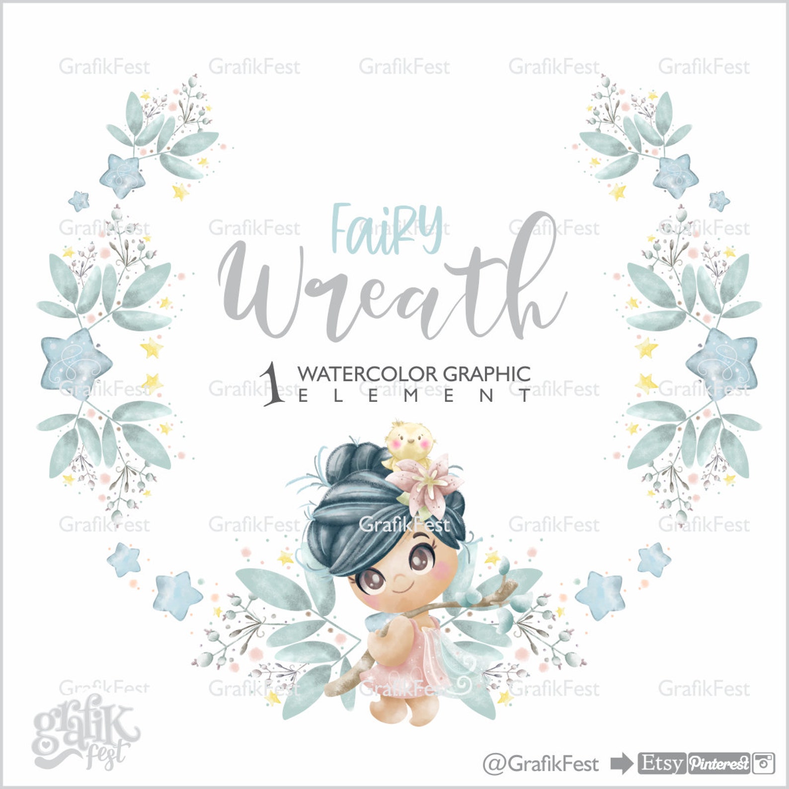 Fairy Wreath Clipart Wreath Watercolor Fairytale Wreath - Etsy