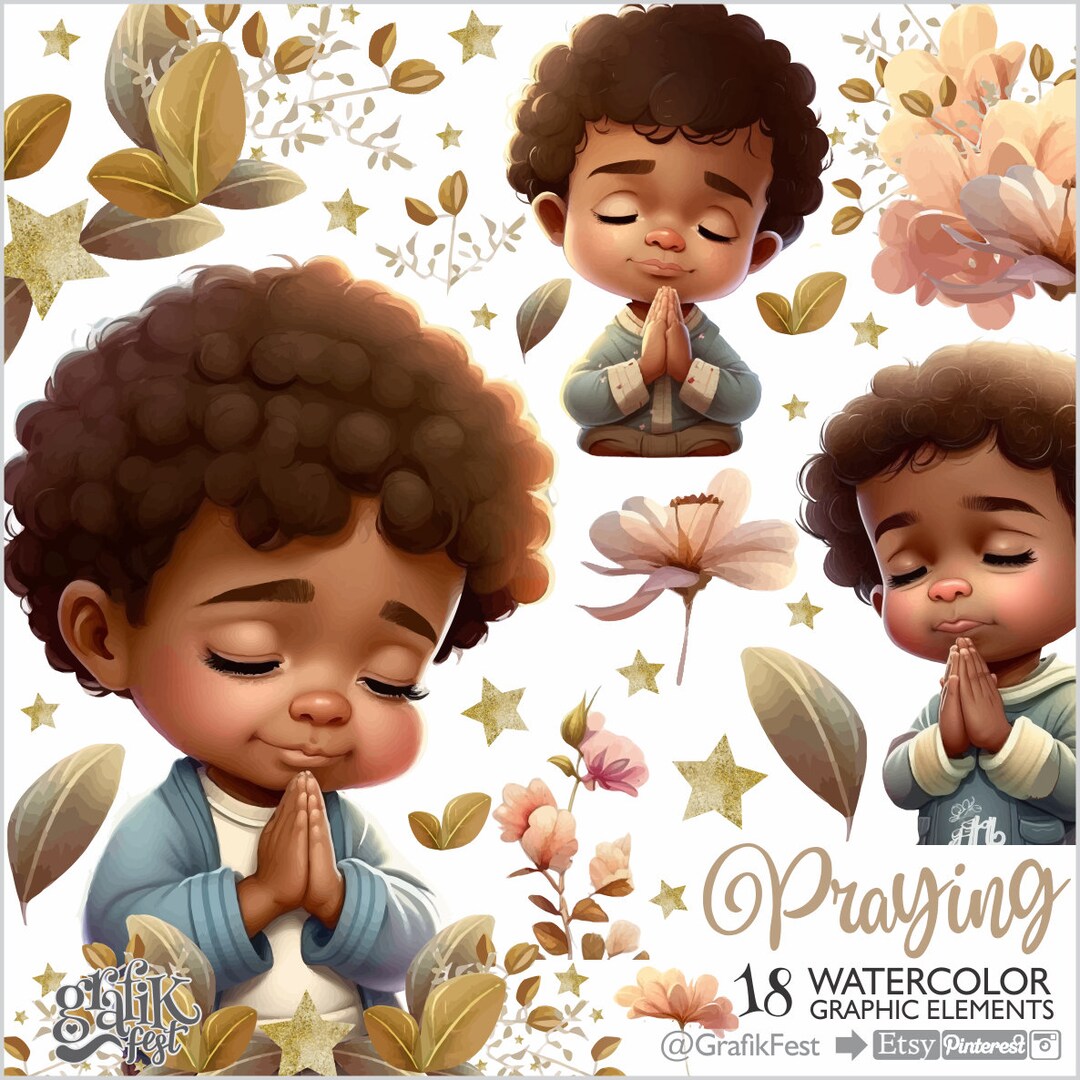 Praying Clipart, Praying Boy, Prayer Clipart, Watercolor, Faith Clipart ...