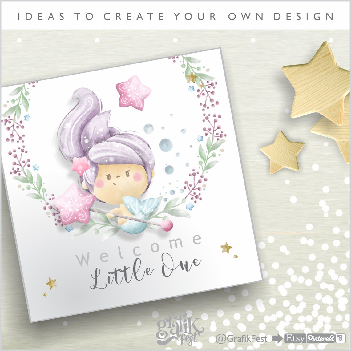 Mermaid Clipart Mermaid Graphics Ocean Clipart Mermaid - Etsy