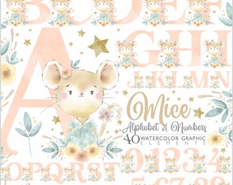 Watercolor Mice in Cups Clipart Cute Rat and Mug Digital - Etsy