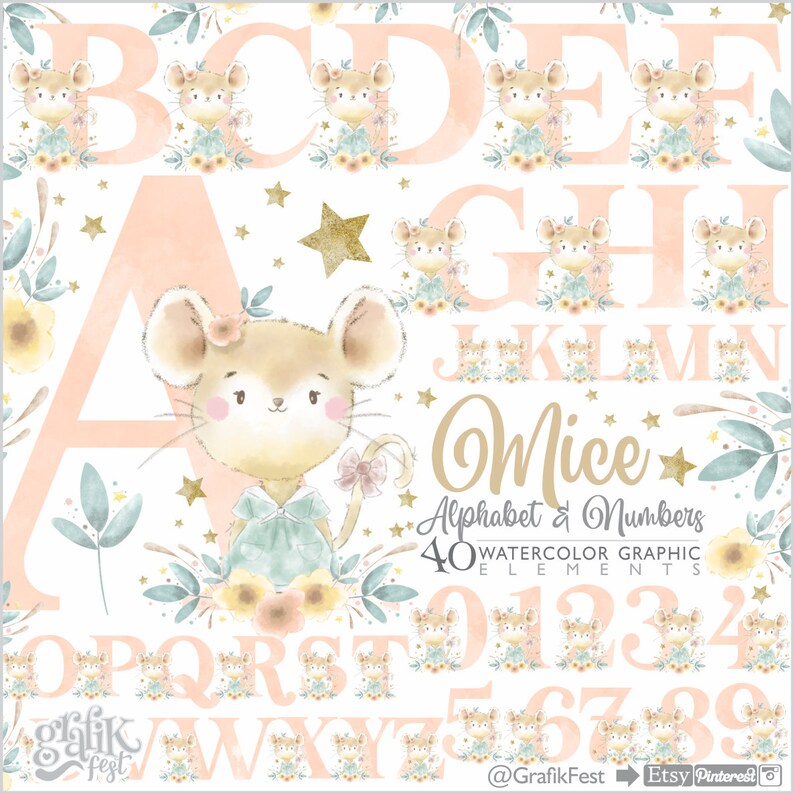 Alphabet Watercolor Alphabet Clipart Number Watercolor - Etsy