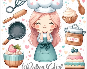 Pastry Chef Clipart, Baking Clipart, Chef Clipart, Cute Baker ...