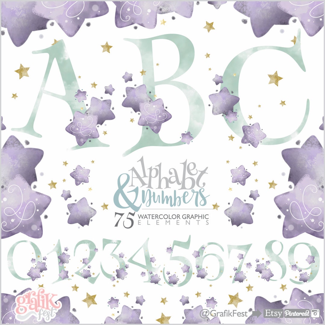 Alphabet Clipart, Alphabet Watercolor, Alphabet Graphics, Monogram ...