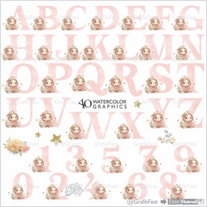 Bunny Alphabet, Rabbit Alphabet, Watercolor, Alphabet Clipart, Number ...