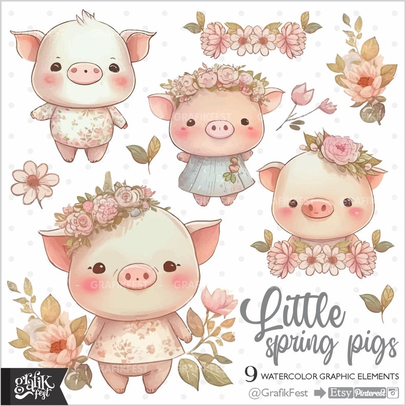 Pig Clipart, Little Pig, Farm Clipart, Farm Graphics, Spring Clipart ...