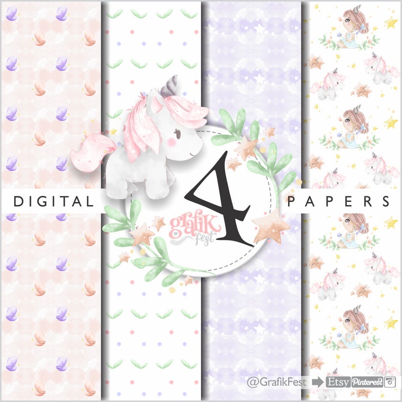 Unicorn Clipart Unicorn Graphics COMMERCIAL USE Watercolor | Etsy