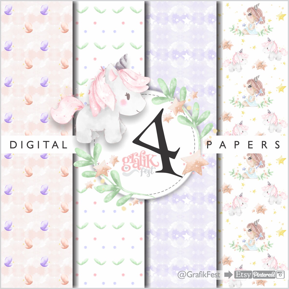 Unicorn Clipart Unicorn Graphics COMMERCIAL USE Watercolor | Etsy