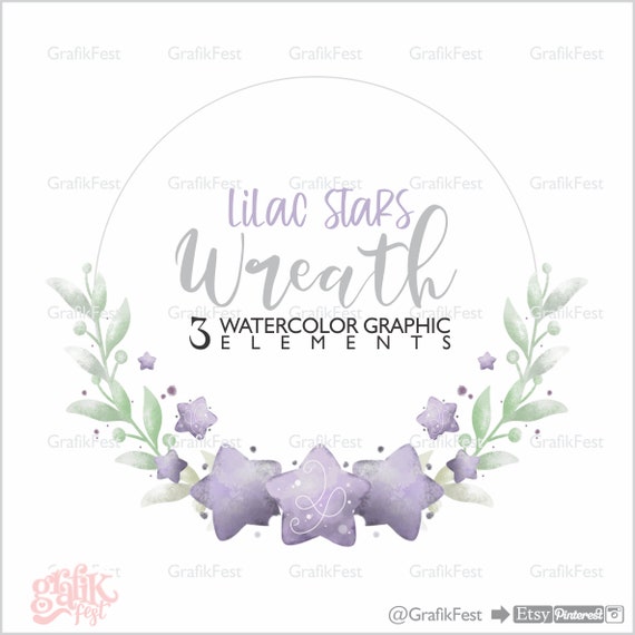 Star Clipart Star Wreath Star Watercolor Wreath Clipart | Etsy