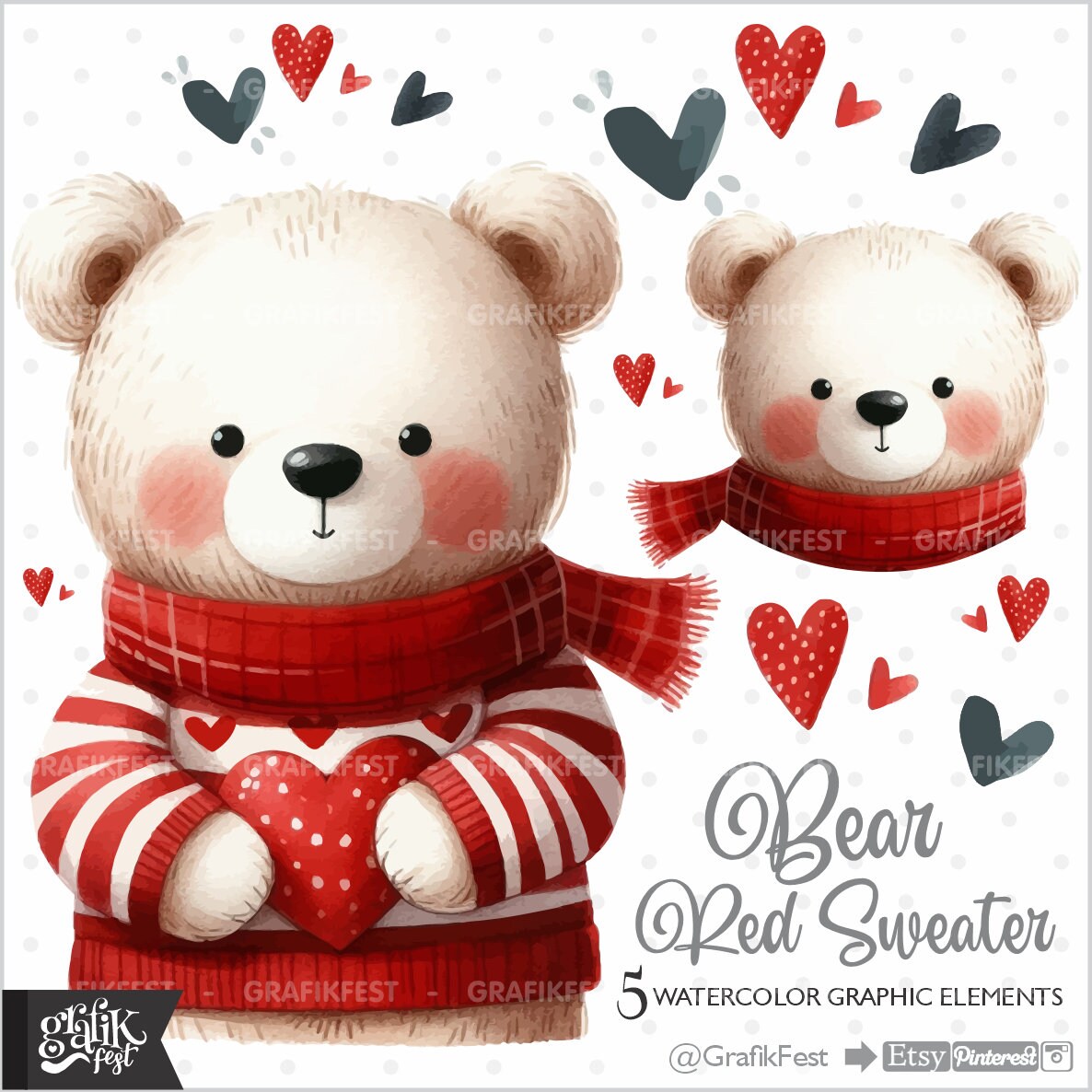Teddy Bear, Valentine's Day, Bear Clipart, Watercolor Bear, Love ...