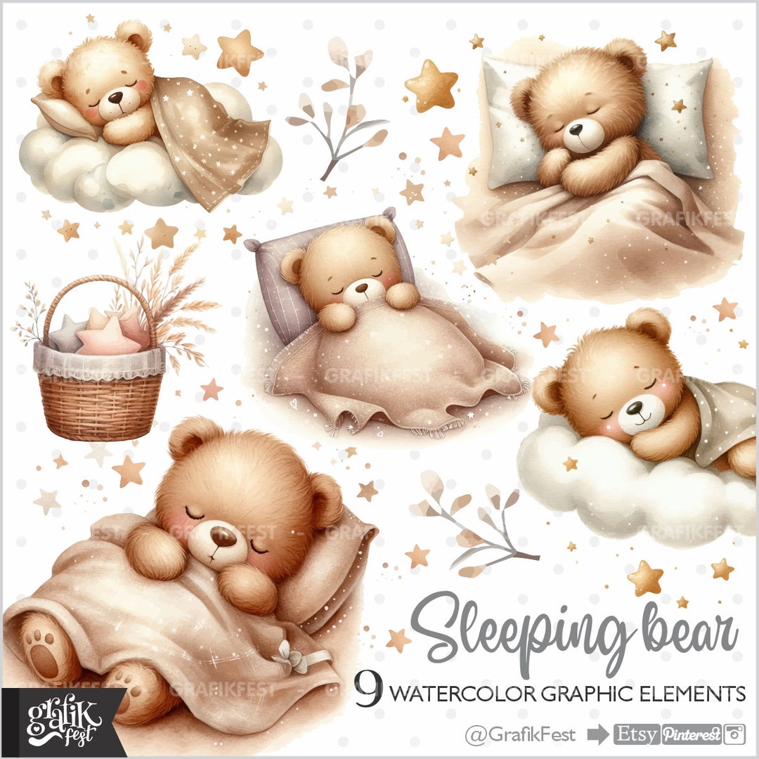 Sleeping Bears, Clipart, Bear Clipart, Baby Clipart, Teddy Bear, Baby ...