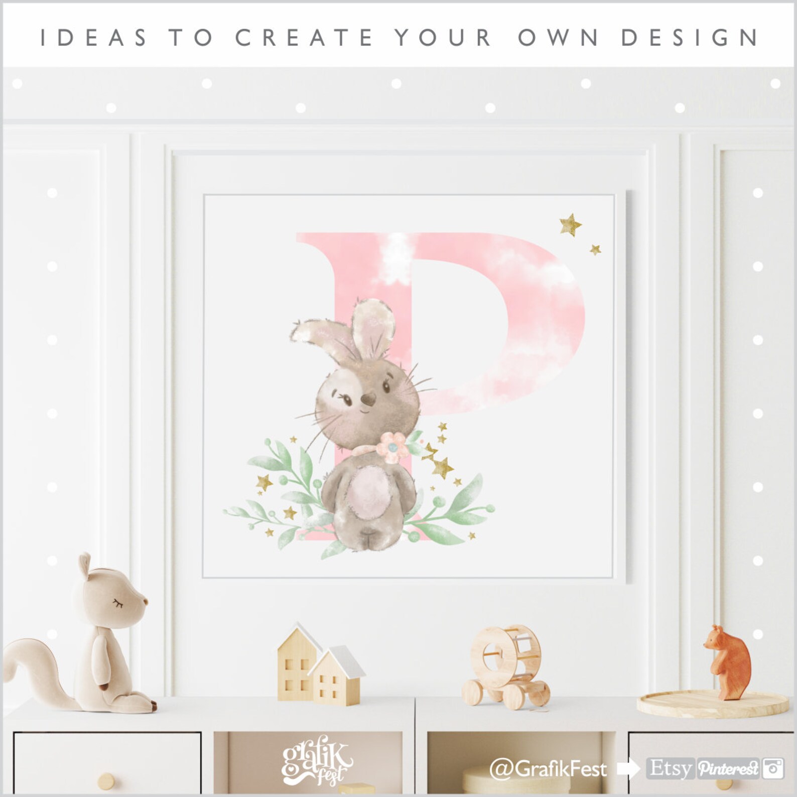 Bunny Alphabet Watercolor Alphabet Clipart Number - Etsy