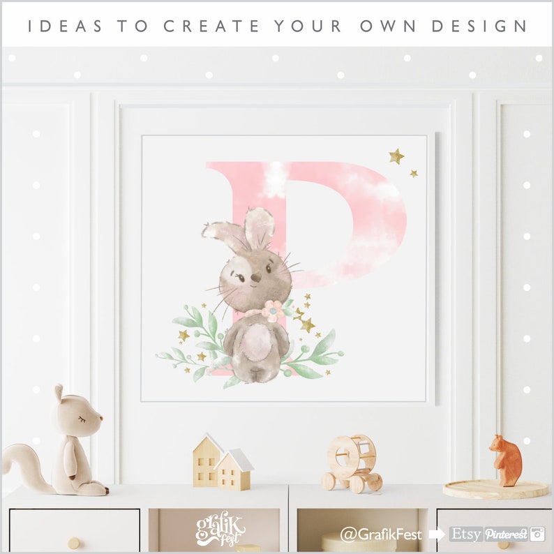 Bunny Alphabet Watercolor Alphabet Clipart Number - Etsy