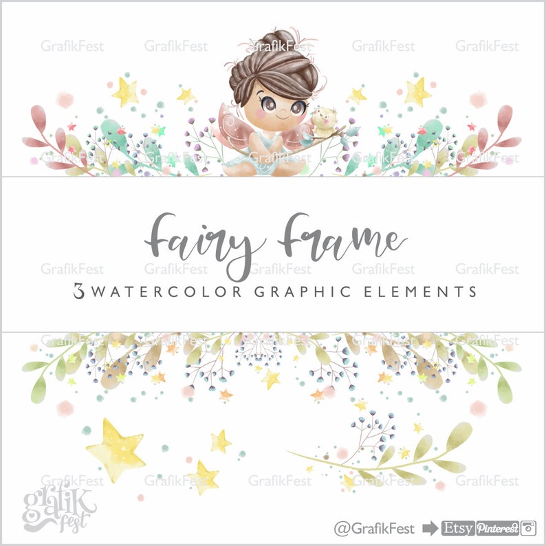 Fairy Frame, Floral Frame, Greenery Frame, Invite Card, Digital Fairy ...