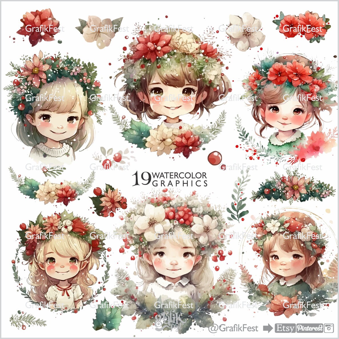 Christmas Cliparts Christmas Girls Christmas Graphics - Etsy