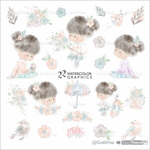 Spring Clipart, Watercolor Cliparts, COMMERCIAL USE, Floral, Girl ...