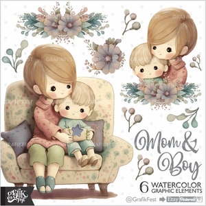 Mother Clipart, Mother Graphics, Mom Clipart, Mom and Boy, Clipart, Mom ...