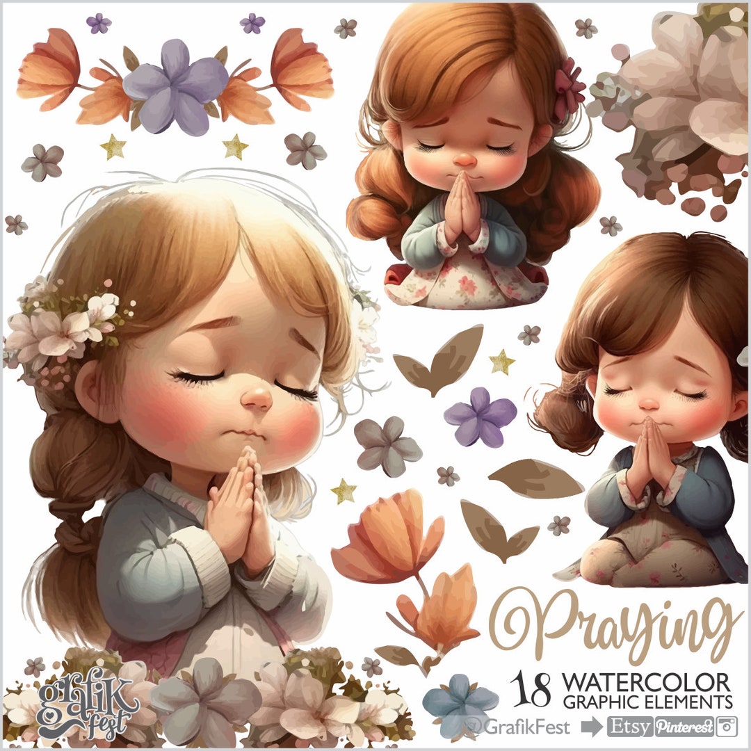 Praying Clipart, Praying Girl, Prayer Clipart, Watercolor, Faith ...
