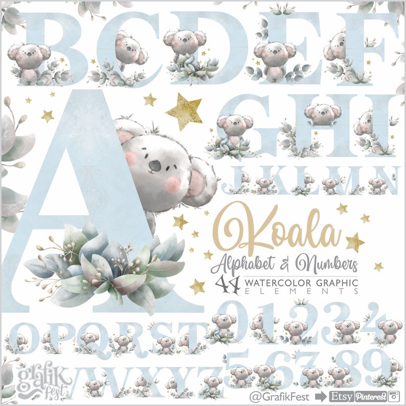 Alphabet Watercolor Alphabet Clipart Number Watercolor - Etsy