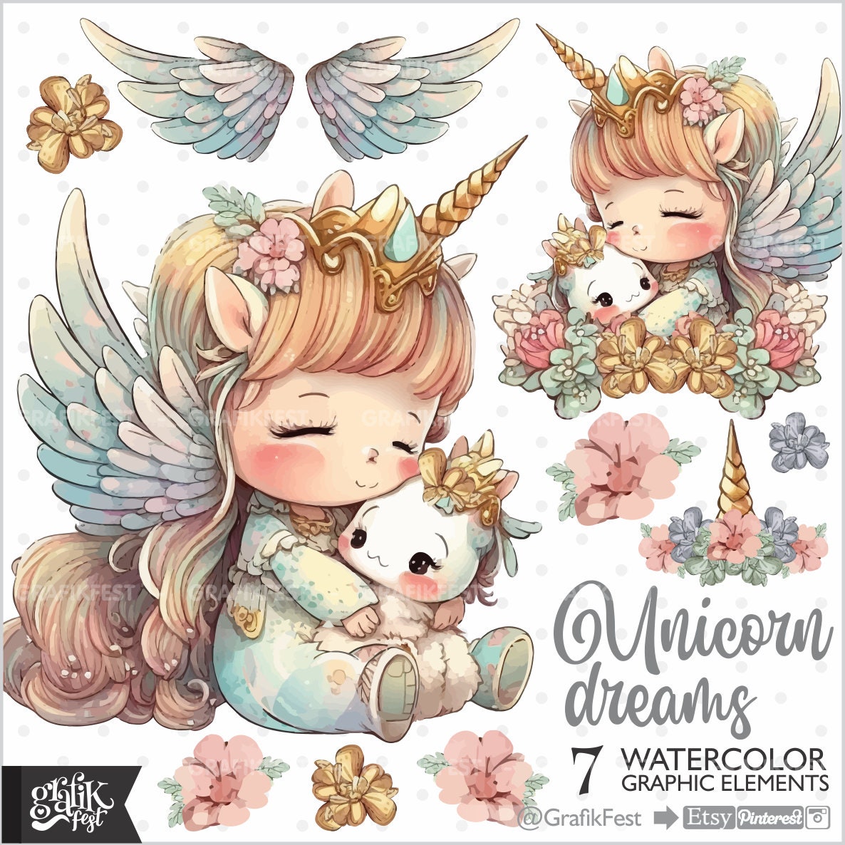 Unicorn Clipart, Unicorn Girl, Magic Clipart, Fairytale Clipart ...