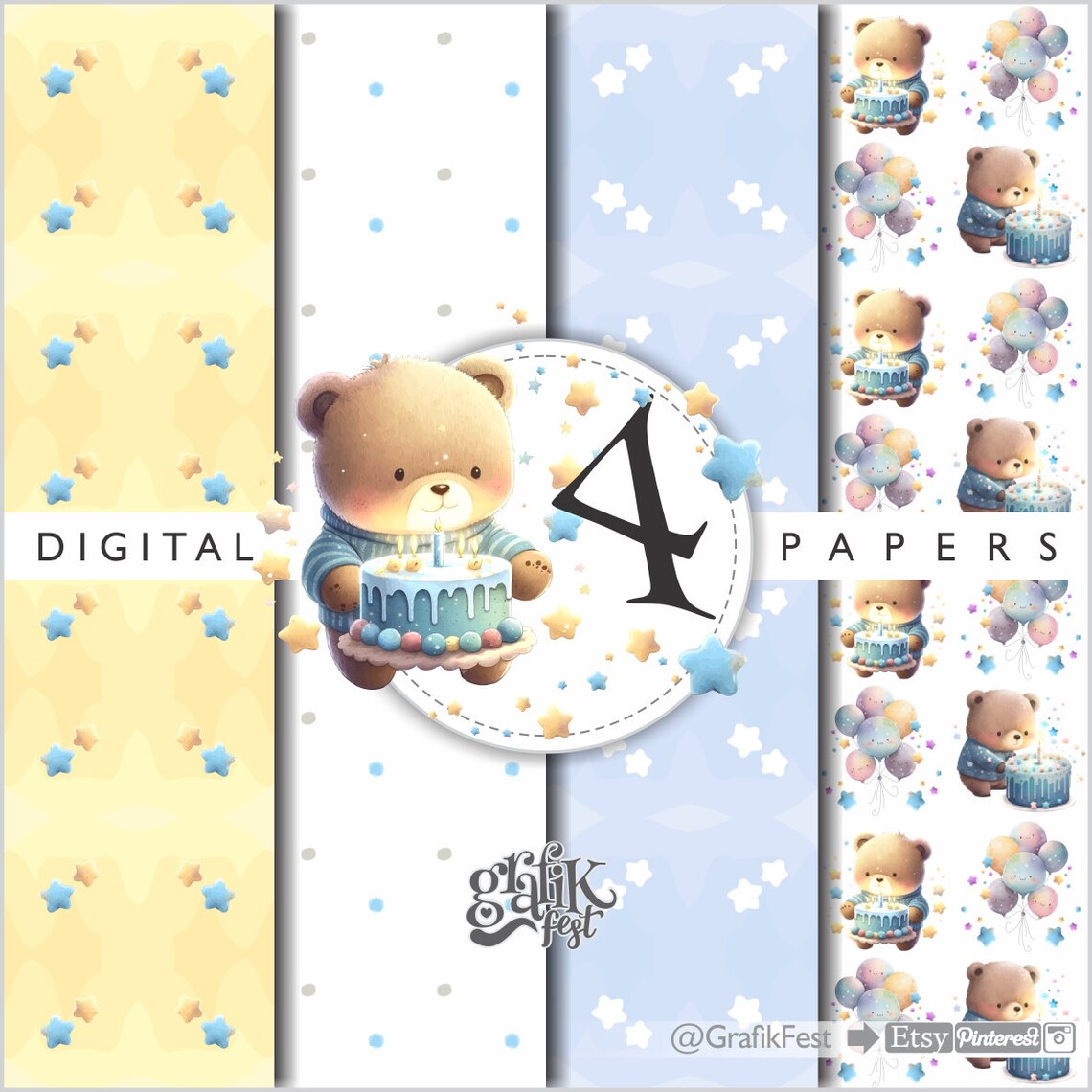 Birthday Clipart Celebration Clipart Watercolor Bear - Etsy