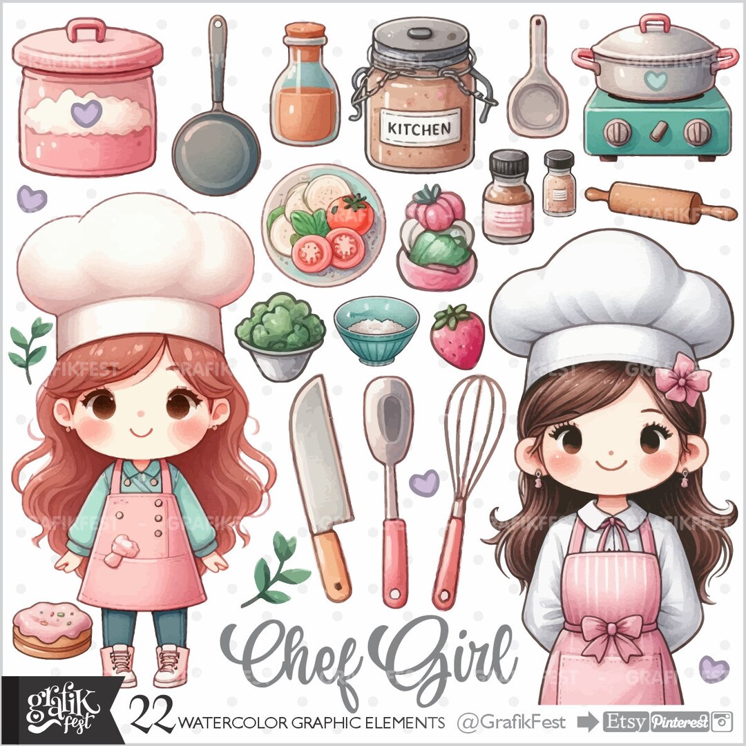 Chef Clipart, Chef Girl, Clipart, Character, Kitchen Chores, Baking ...