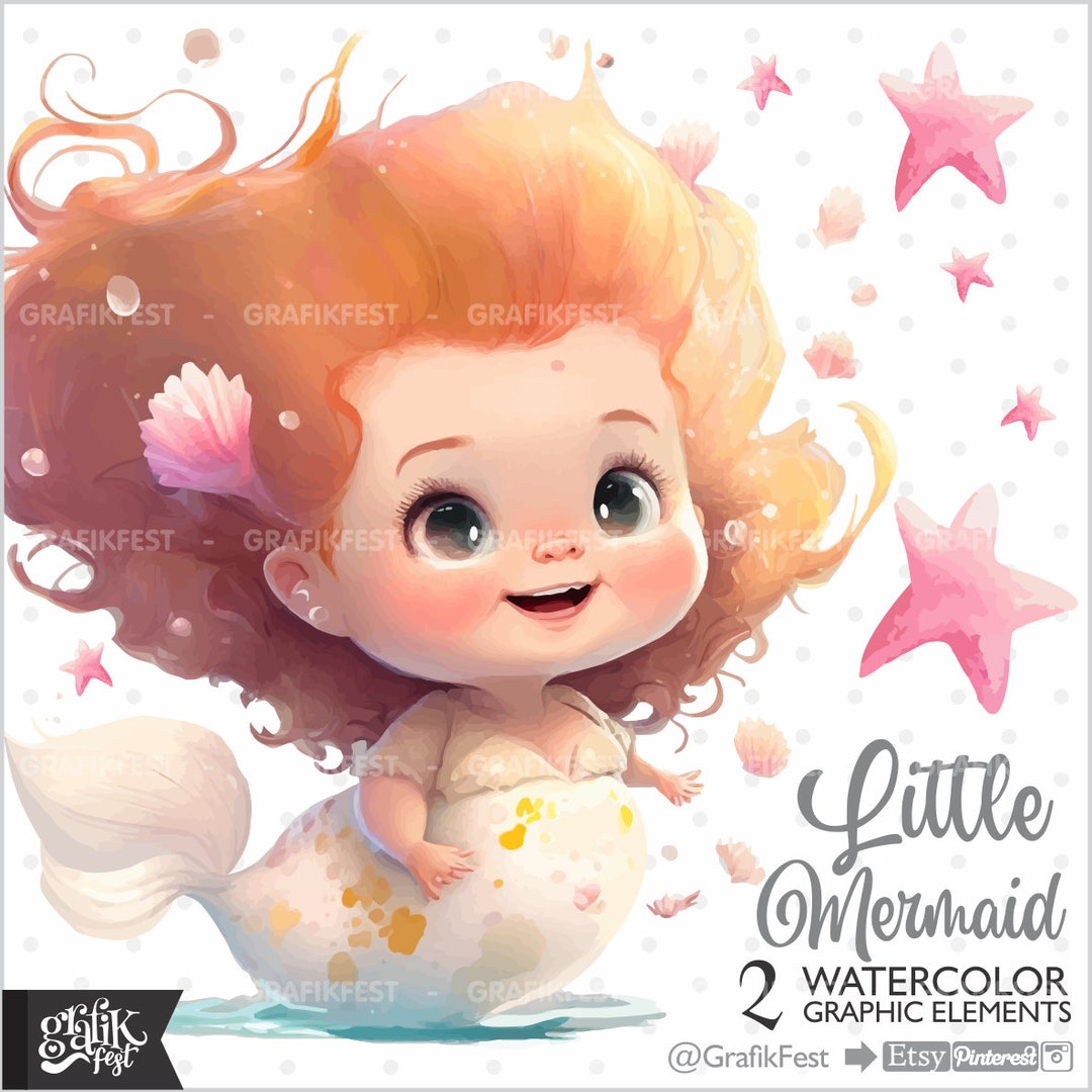 Mermaid Clipart, Mermaid Graphics, Ocean Clipart, Mermaid Watercolor ...