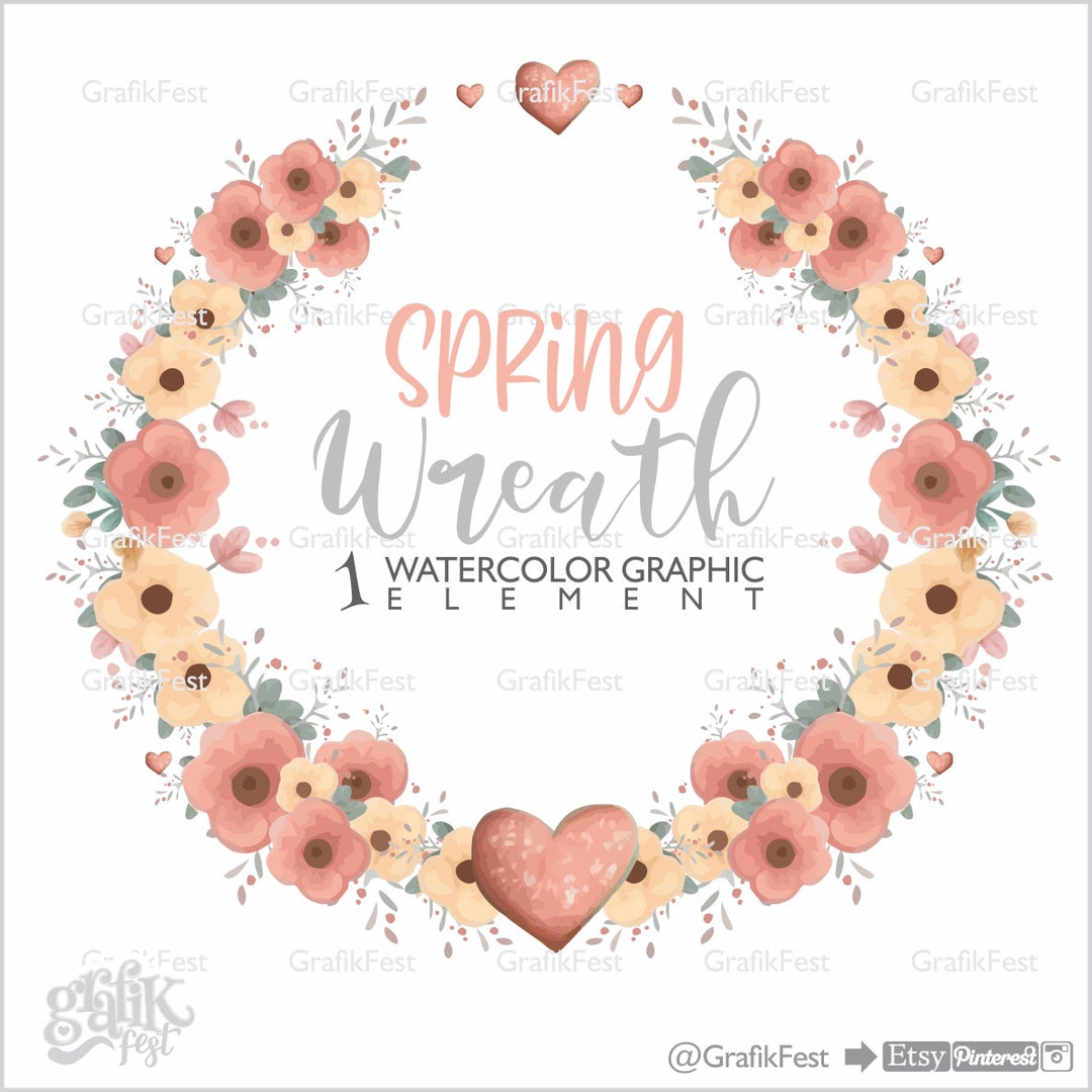 Spring Wreaht, Digital Clipart, Spring Clipart, Wreaht Clipart, Flower ...