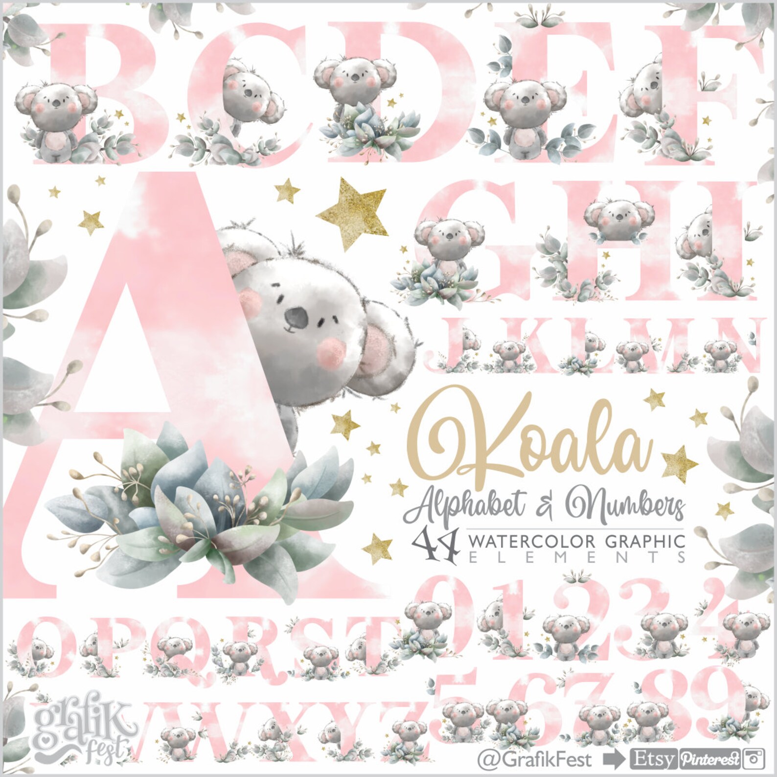 Alphabet Watercolor Alphabet Clipart Number Watercolor - Etsy