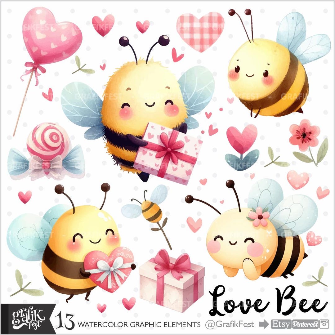 Bee Clipart, Love Bee, Valentine's Day, Bee Graphics, Love Graphics ...