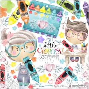 Crayon Watercolor, Back to School, Student Watercolor, School Supplies ...