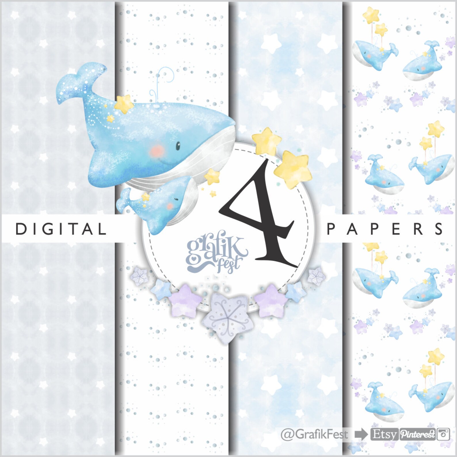 Whales Watercolor Watercolor Clipart Whales Clipart Nursery - Etsy