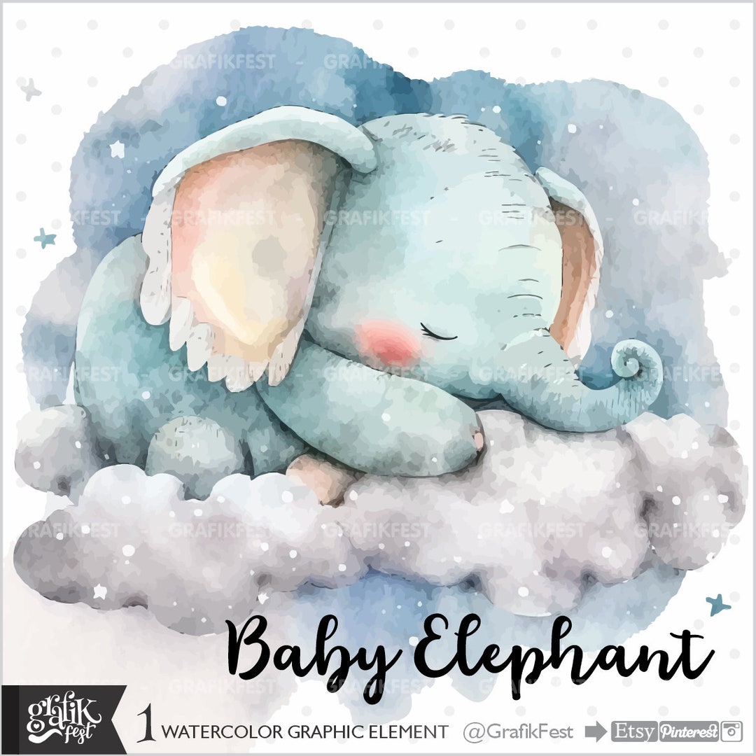 Baby Elephant, Clipart, Baby Clipart, Watercolor, Elephant Watercolor ...